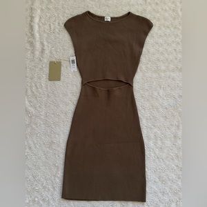 Wilfred | Dresses | Aritzia Wilfred Free Cutout Rib Knit Mini Dress In Shiitake Nwt | Poshmark